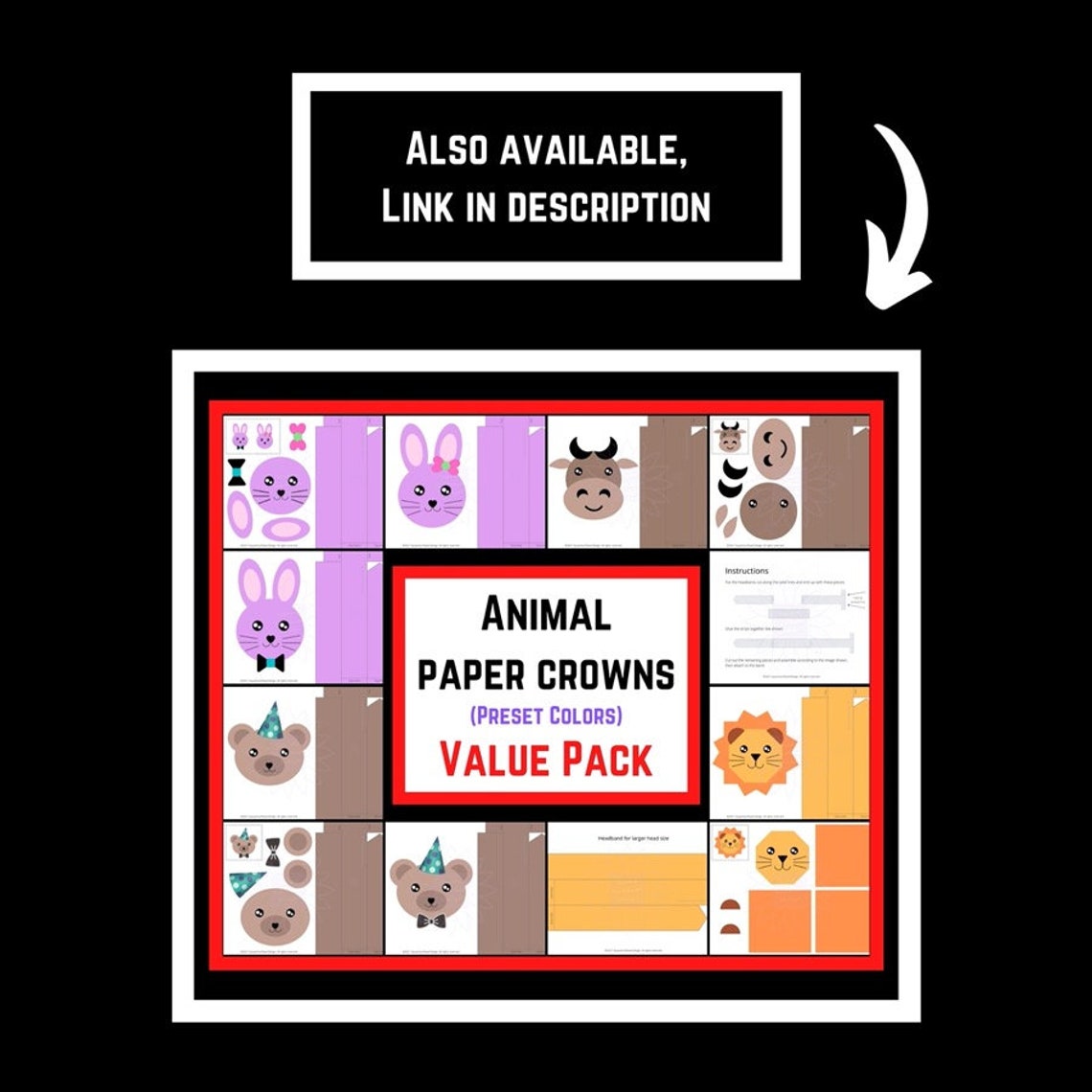 Animal Paper Crowns Value Pack Classroom Craft Kids Printable Paper ...