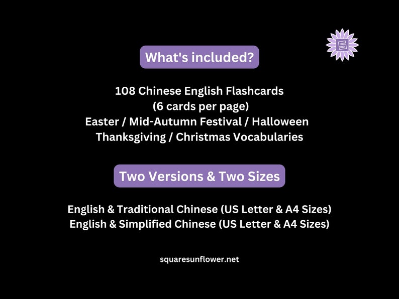 Mandarin Pinyin Flashcard for Learning Holiday Vocabularies Mandarin ...