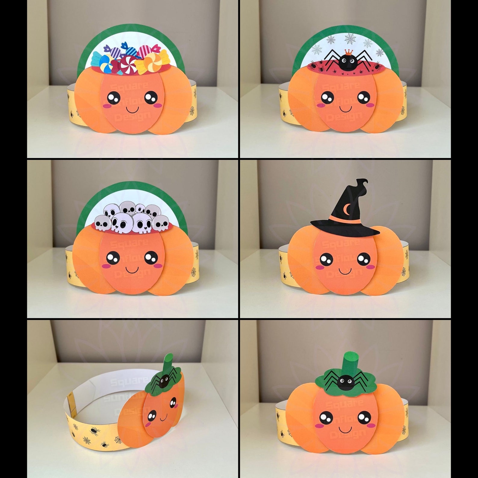 Pumpkin Printable Crown Template Kawaii Kids Craft Printable Cut and ...