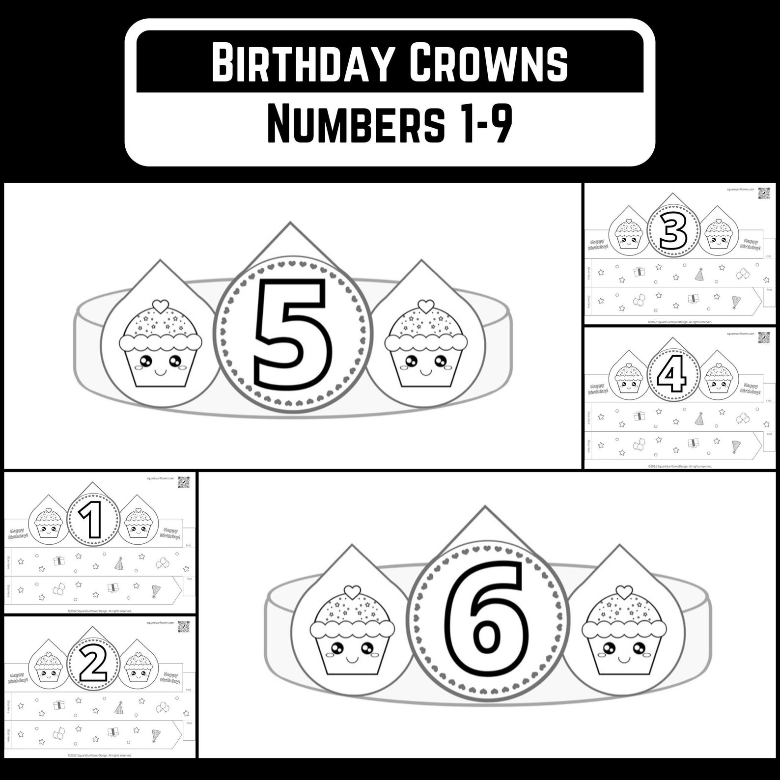 Numbered Birthday Crown Template Preschool Kindergarten Classroom DIY ...