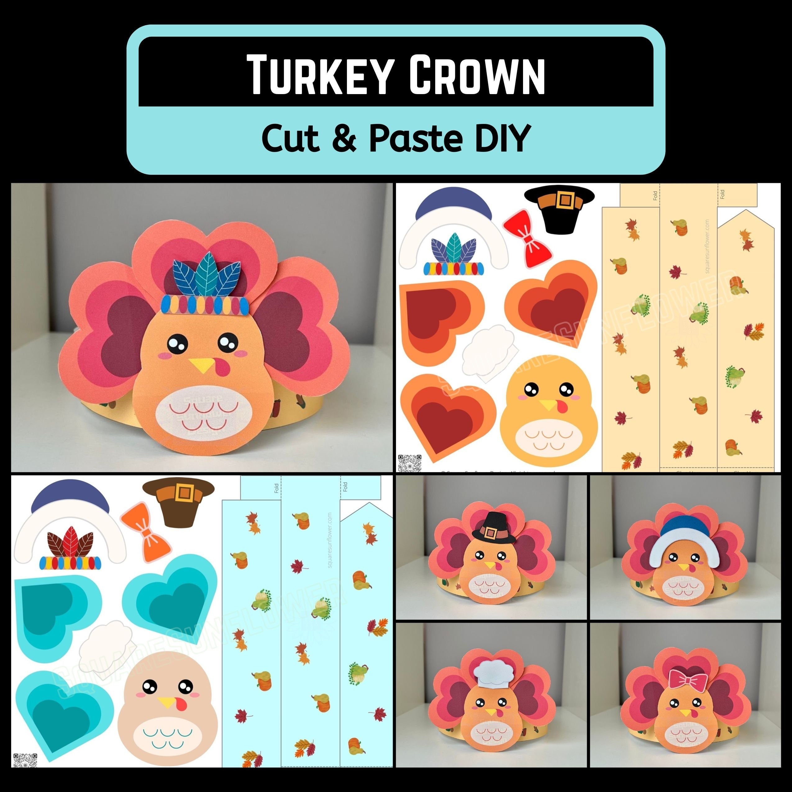 Thanksgiving Turkey Craft Kids Printable Crown DIY Build A Turkey ...