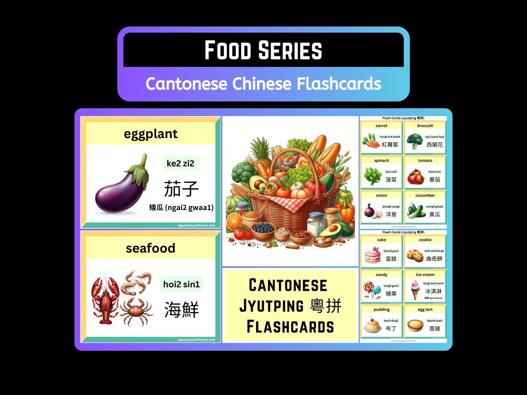 Cantonese Jyutping Flashcard for Learning Foods Names | Cantonese ...
