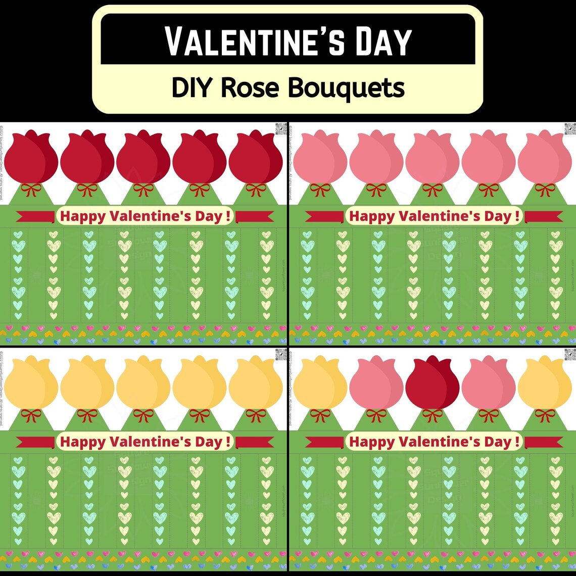 DIY Rose Bouquet for Valentine's Day Paper Craft Kids Printable ...