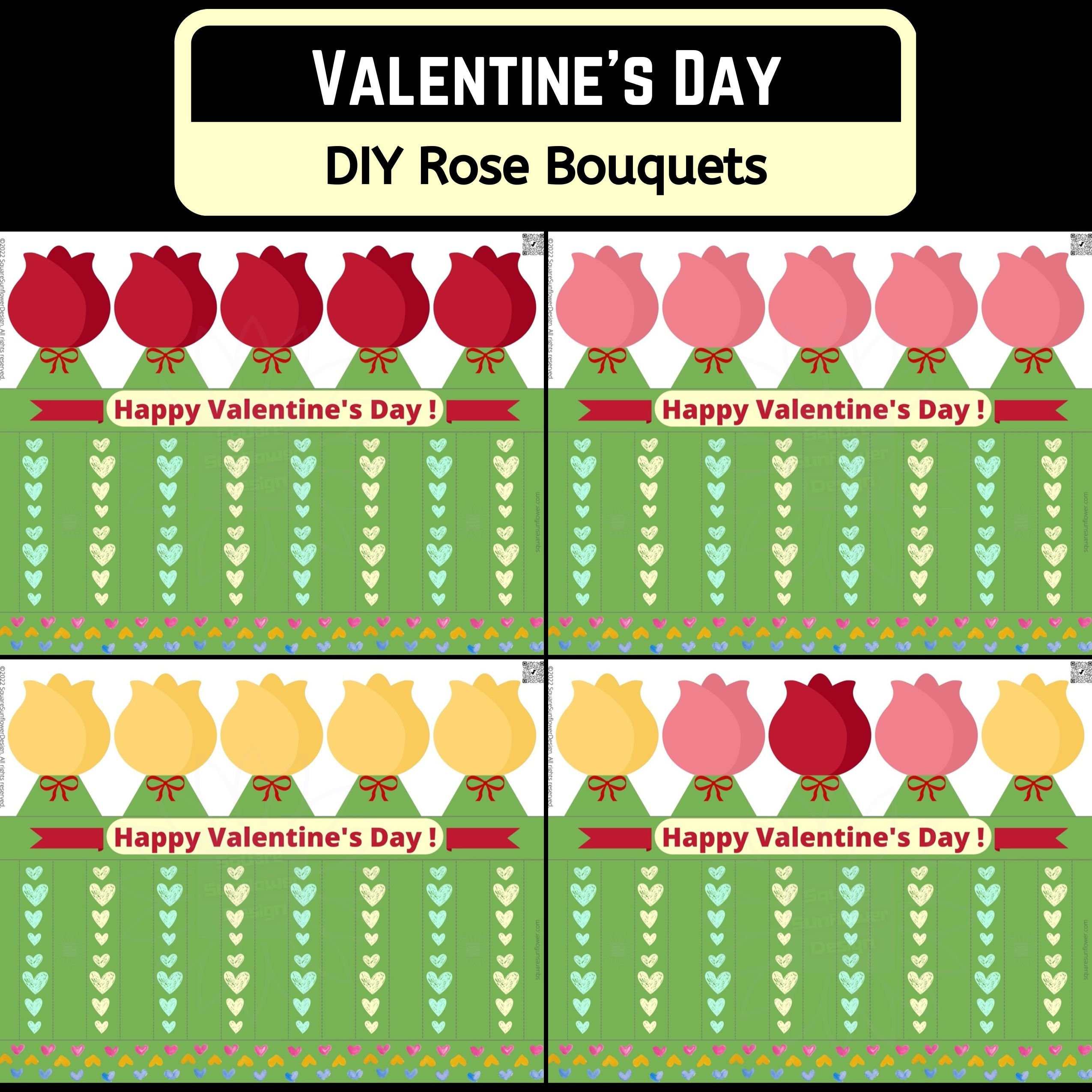 DIY Rose Bouquet for Valentine's Day Paper Craft Kids Printable ...