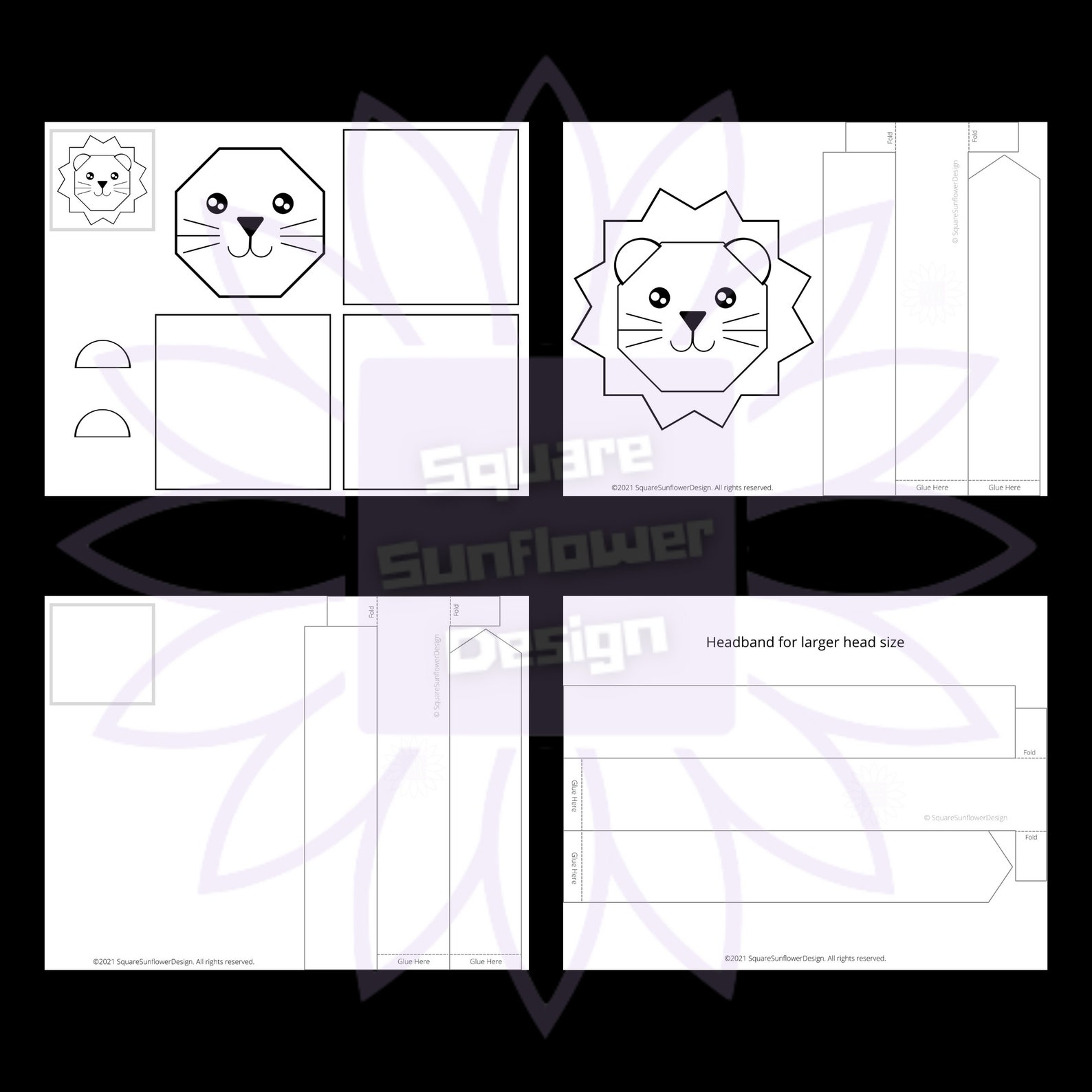 Lion Printable Crown Template Pretend Play Craft Template Printable Cut ...
