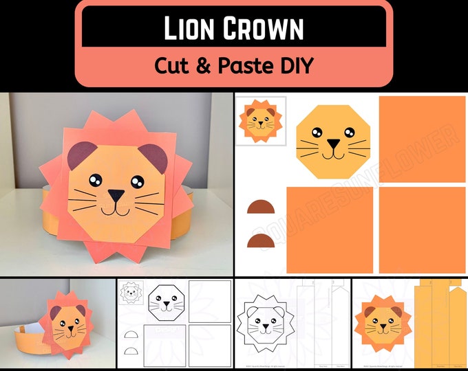 Lion Printable Crown Template Pretend Play Craft Template Printable Cut ...