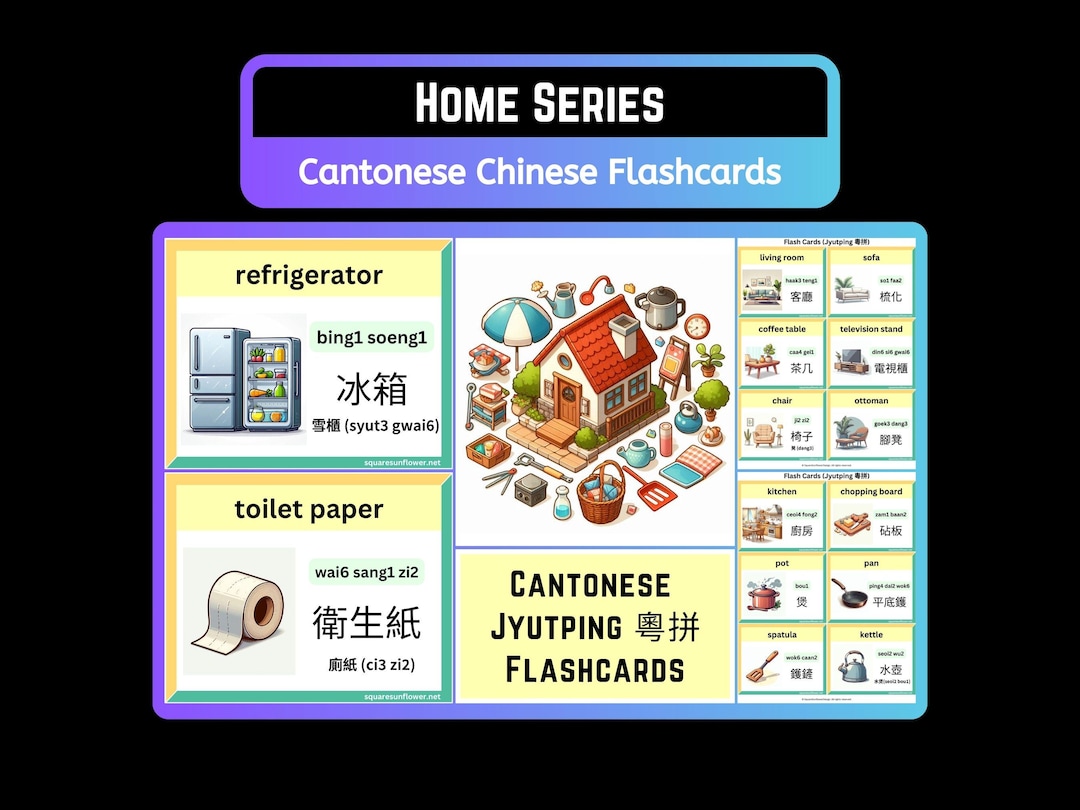 Cantonese Flashcards | House Items, Jyutping Pronunciation (digital ...