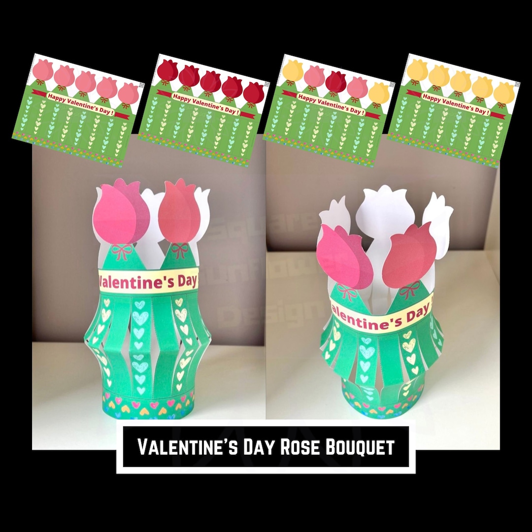 DIY Rose Bouquet for Valentine's Day Paper Craft Kids Printable ...