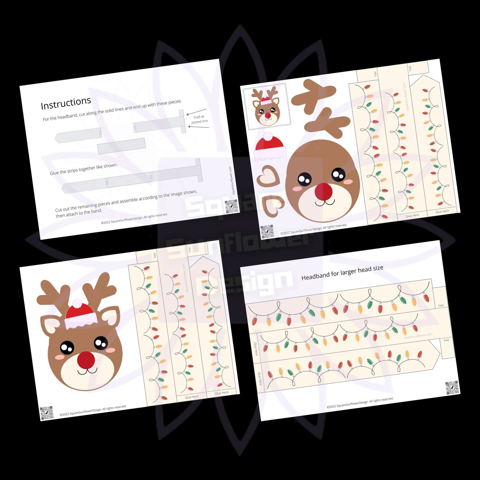 Reindeer Printable Crown Template Build Your Own Christmas Hat ...