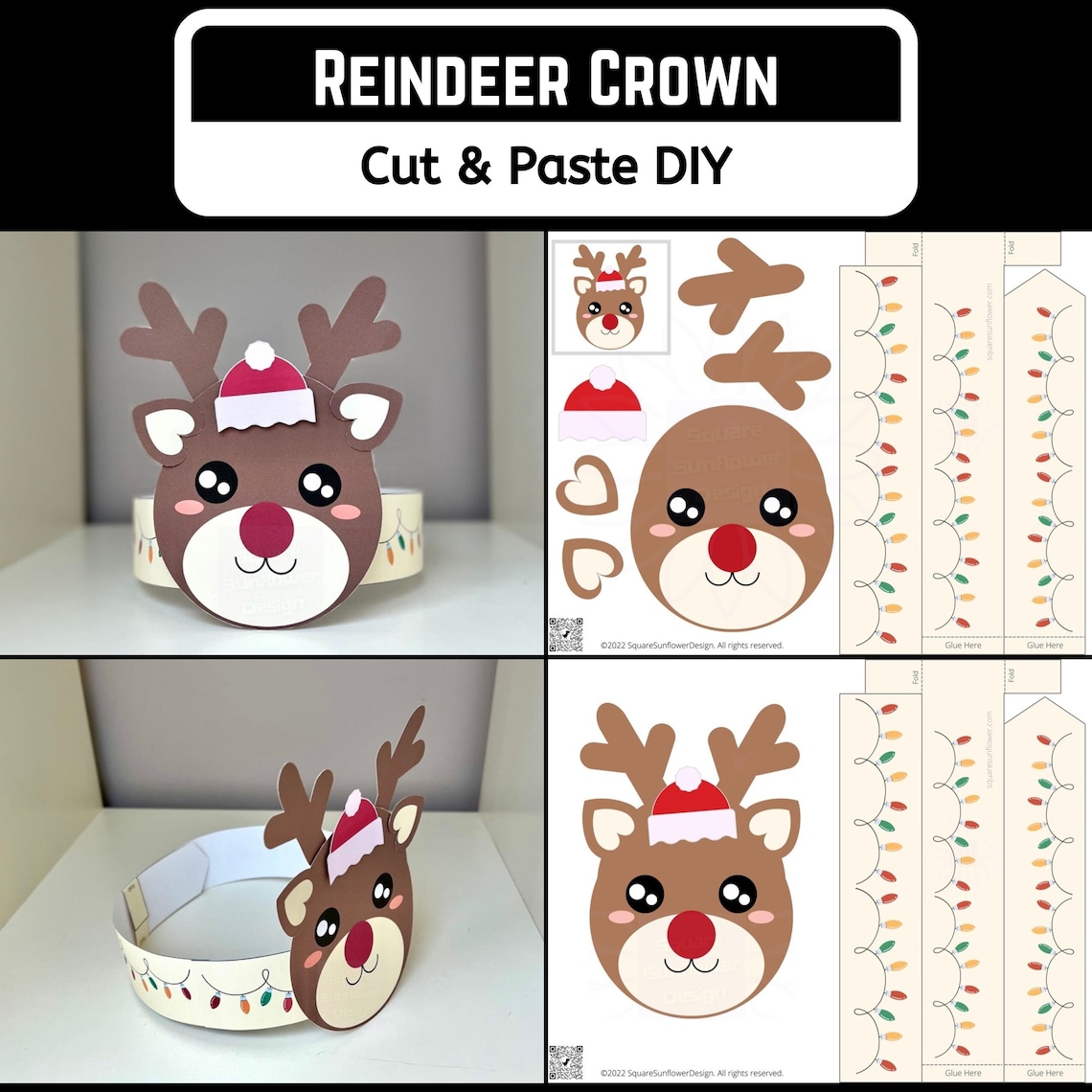 Reindeer Printable Crown Template Build Your Own Christmas Hat ...
