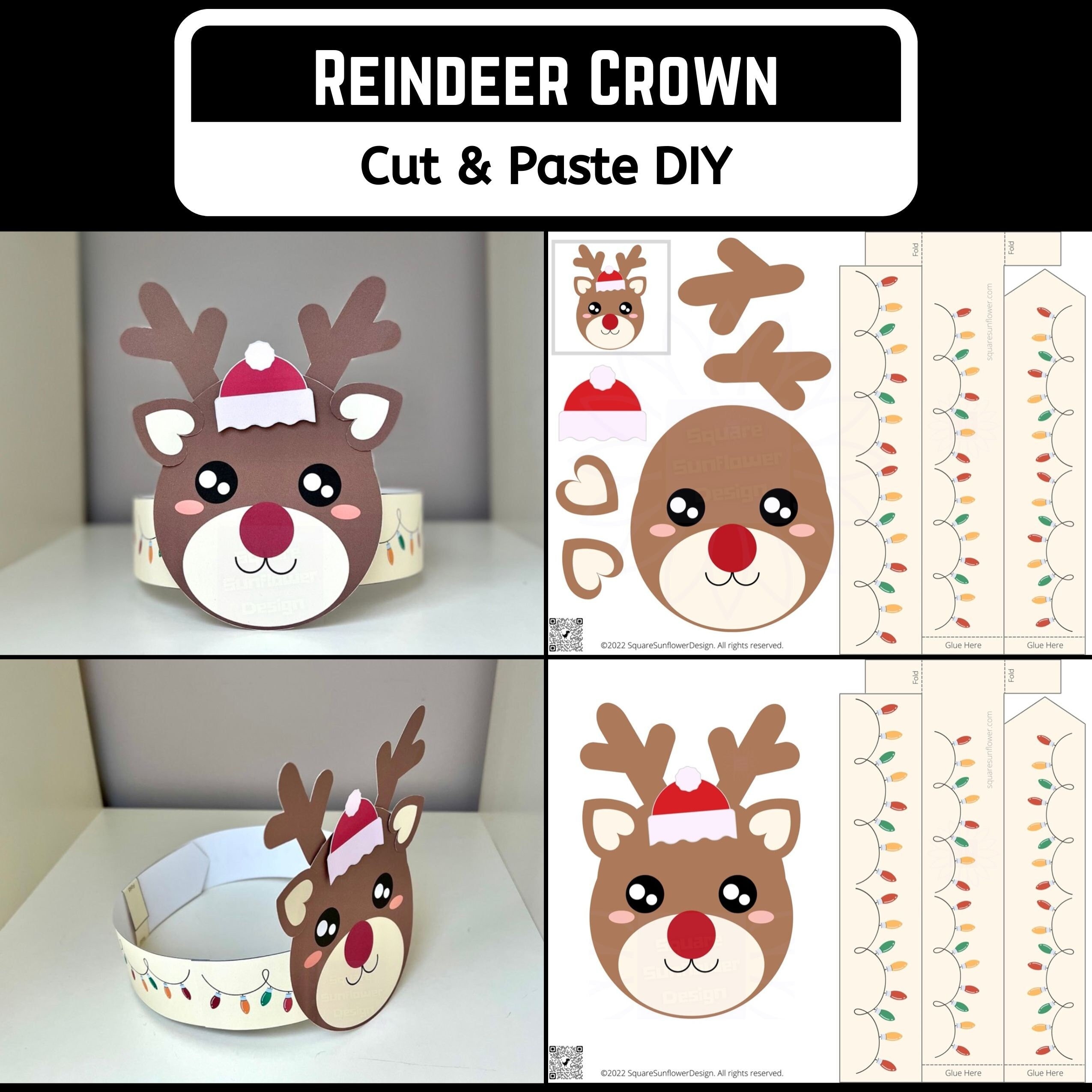 Reindeer Printable Crown Template Build Your Own Christmas Hat ...
