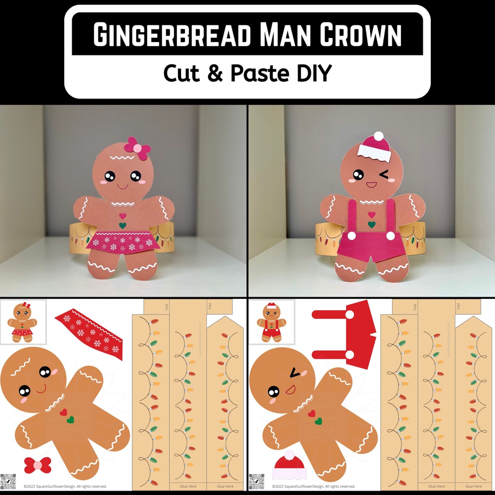 Gingerbread Man Printable Crown Template Build Your Own Christmas Hat ...