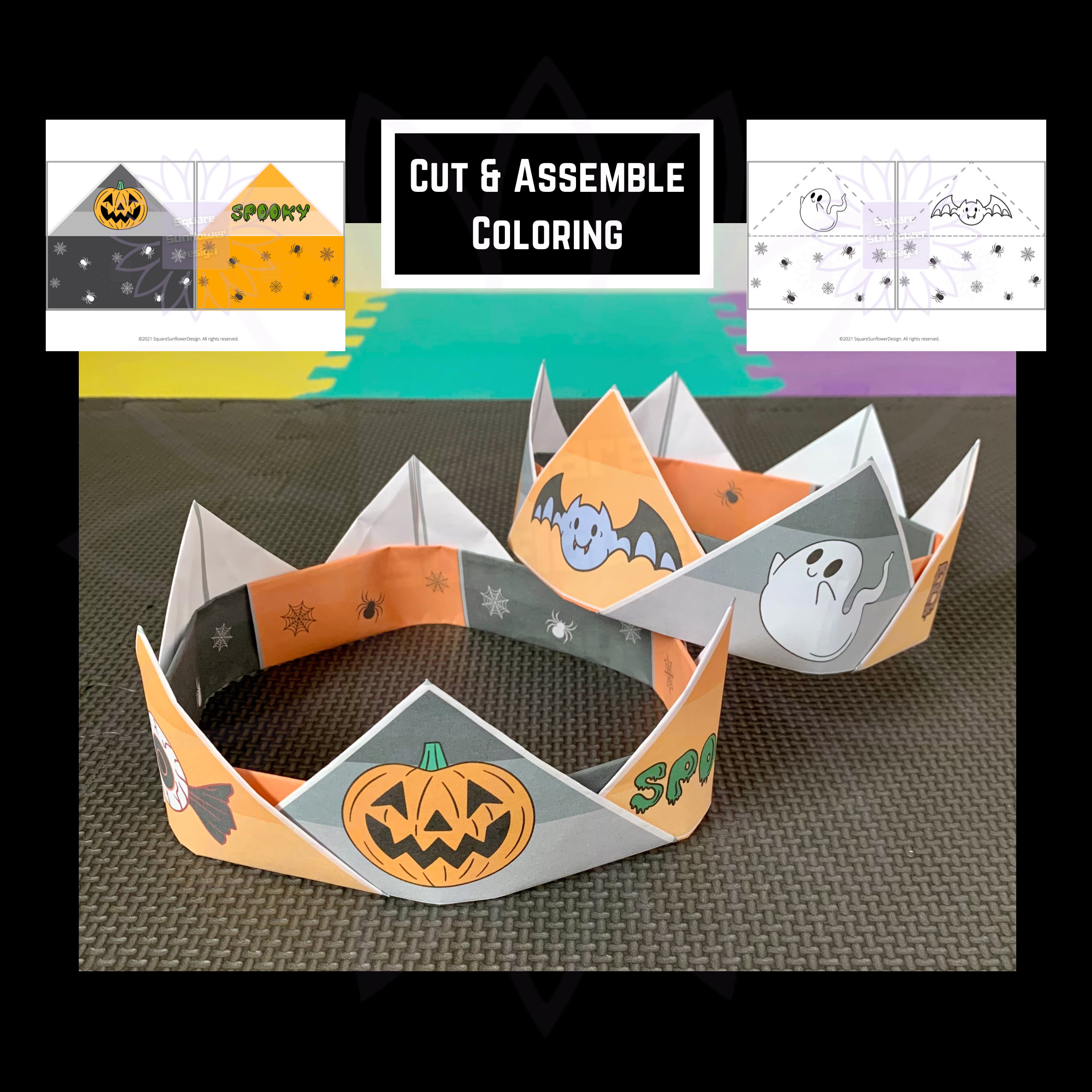 Kids Halloween Paper Crown Printable, Origami Crown Template, Paper ...