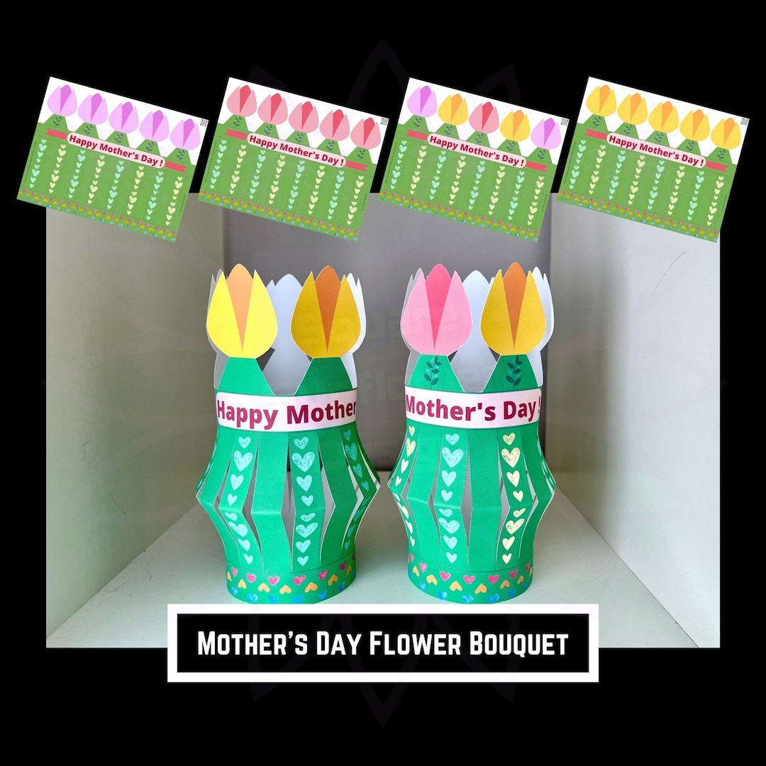 DIY Flower Bouquet for Mother's Day Paper Crafts Easy Kids Printable ...