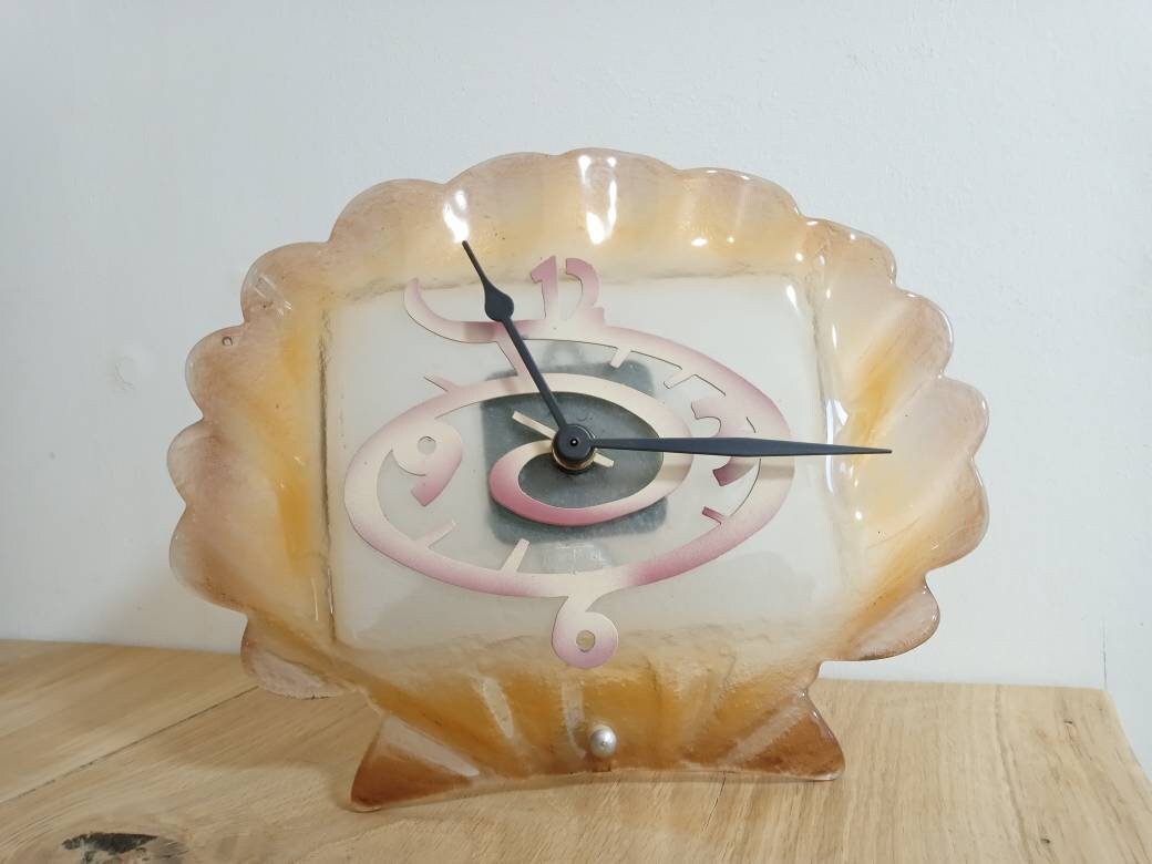 Glass Clam Shell Clock by Mario Bizzotti Moda Mostra - Etsy