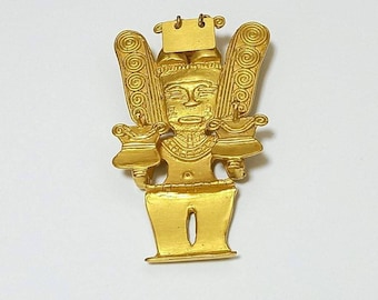 Gold Aztec Pendant - Etsy