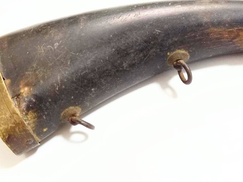 Mid 19th Century Compressed Cow Horn Musket Gun Powder Horn Flask ...