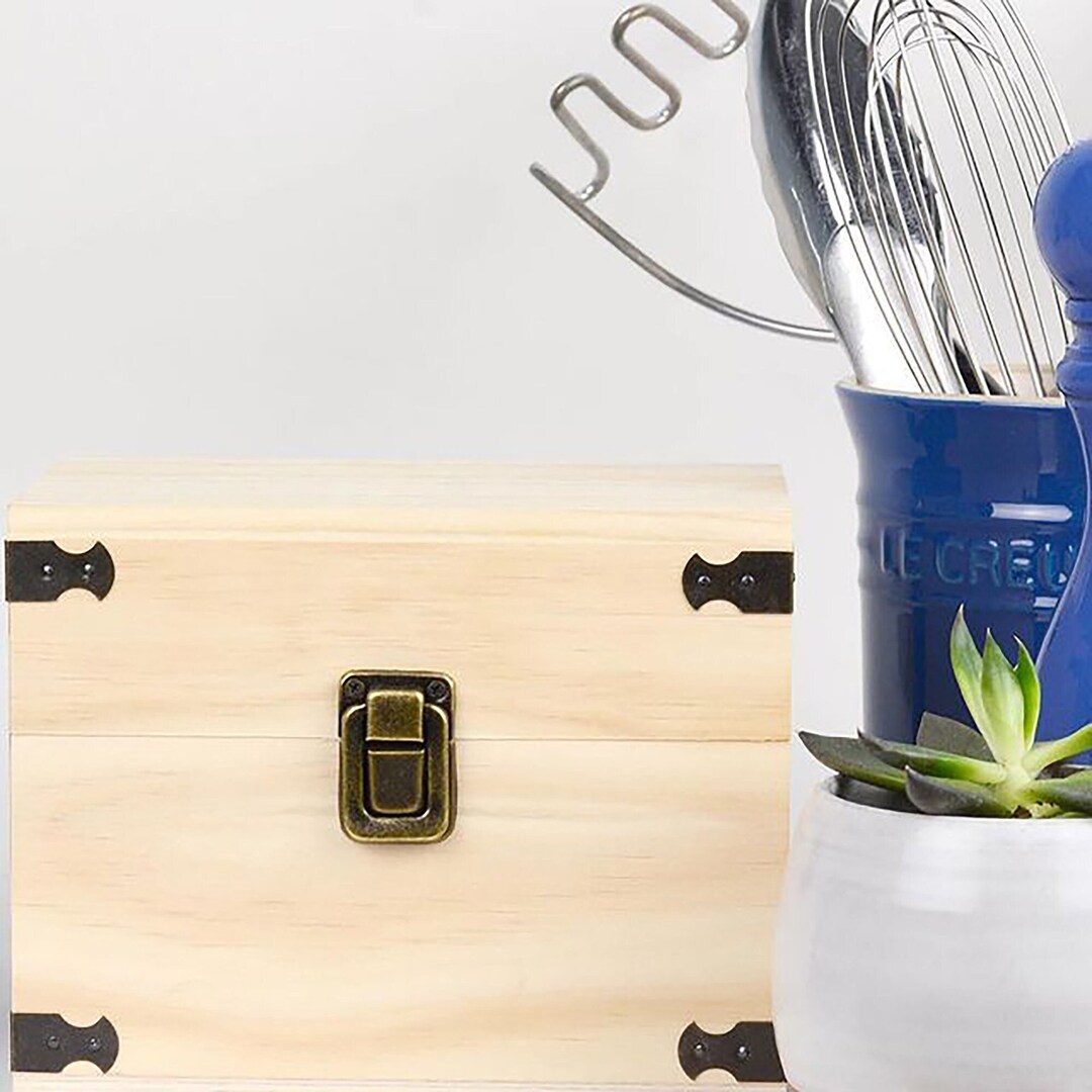 Rustic Pine Wood Storage Box 4 X 6 Recipe Box Wooden Kitchen Storage ...