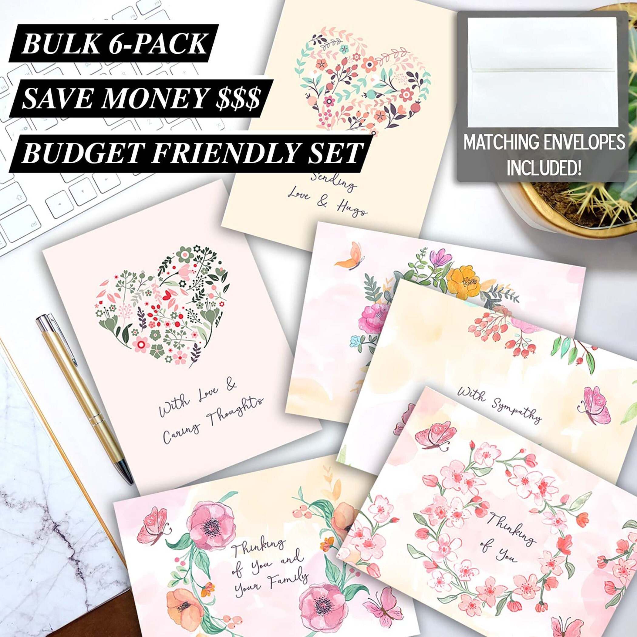 Zen Earth Inspired Sympathy Cards Envelopes 24 Pack 5x7 Condolances ...