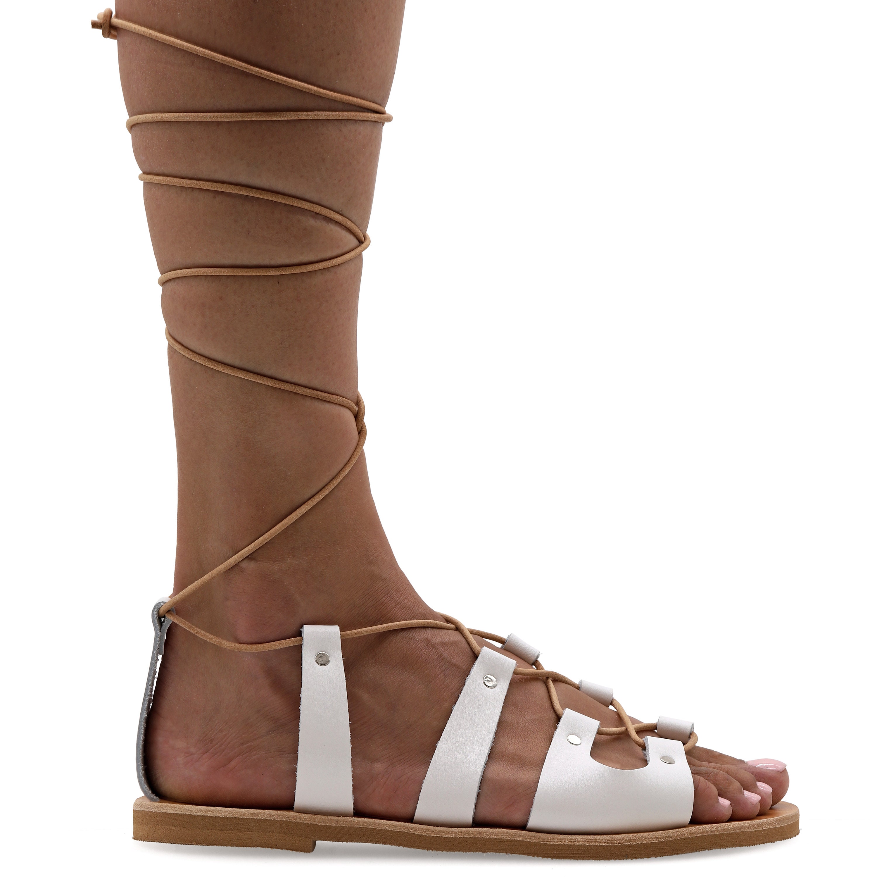 Ancient Greek Style Gladiator Sandals Leather Open Toe Flat Sandals ...