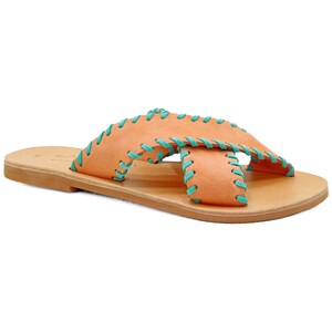 Salmon Cross Straps Suede Leather Sandals Classy Greek Sandals X ...
