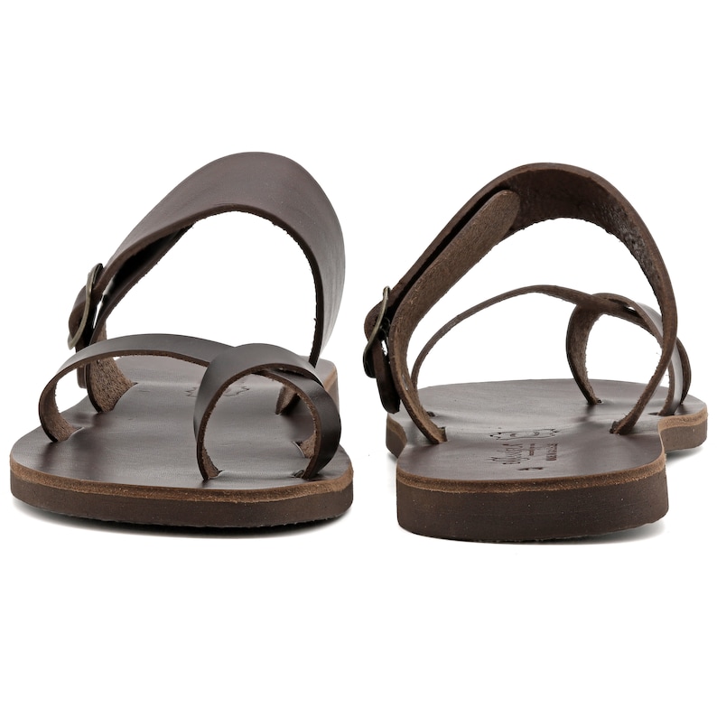 Dark Brown Leather Toe Ring Sandals: Greek Gladiator Style - Etsy