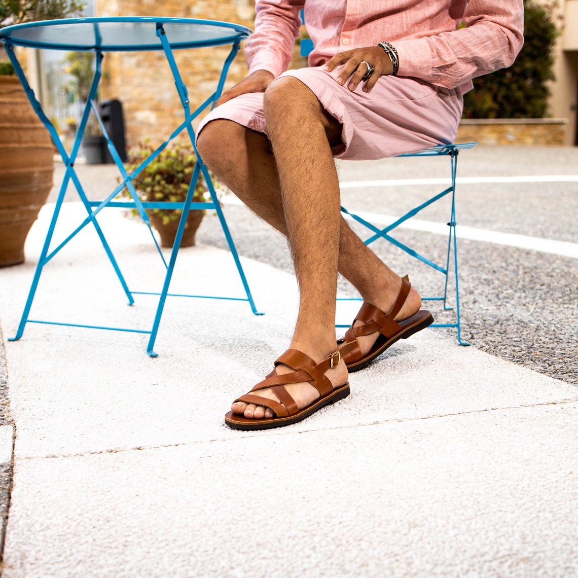 Leather Sandals for Men Open Toe Mens Sandals With Buckle - Etsy