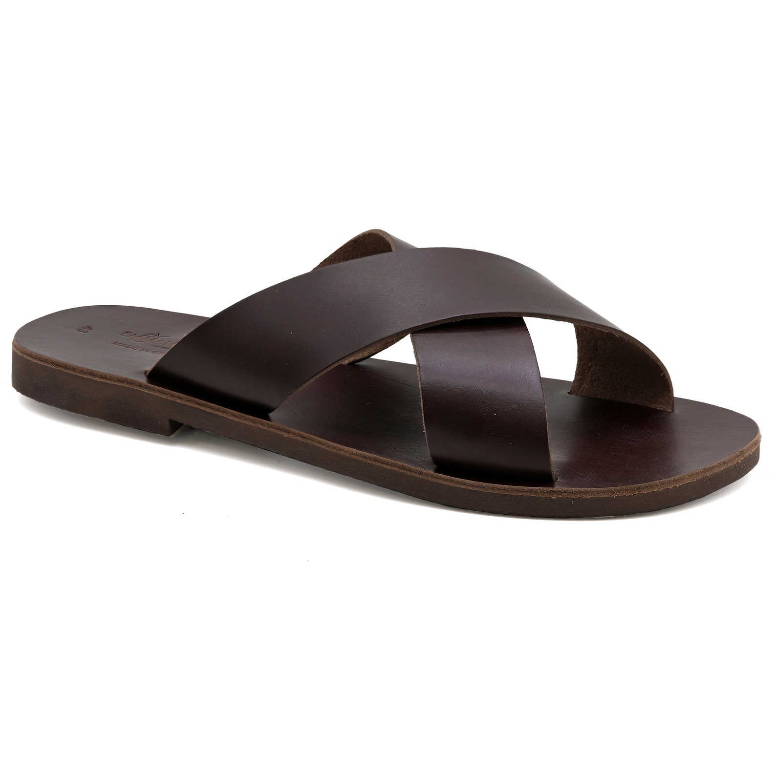 Cross Strap Leather Sandals for Men | Greek X Strappy Slide Summer Flip ...