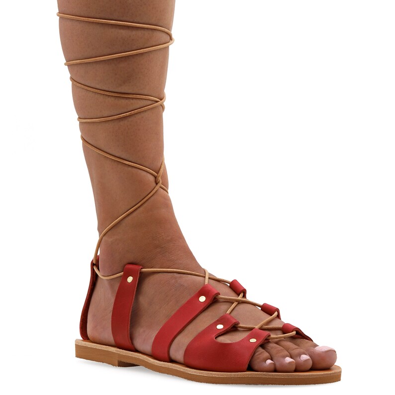 Ancient Greek Style Gladiator Sandals Leather Open Toe Flat Sandals ...