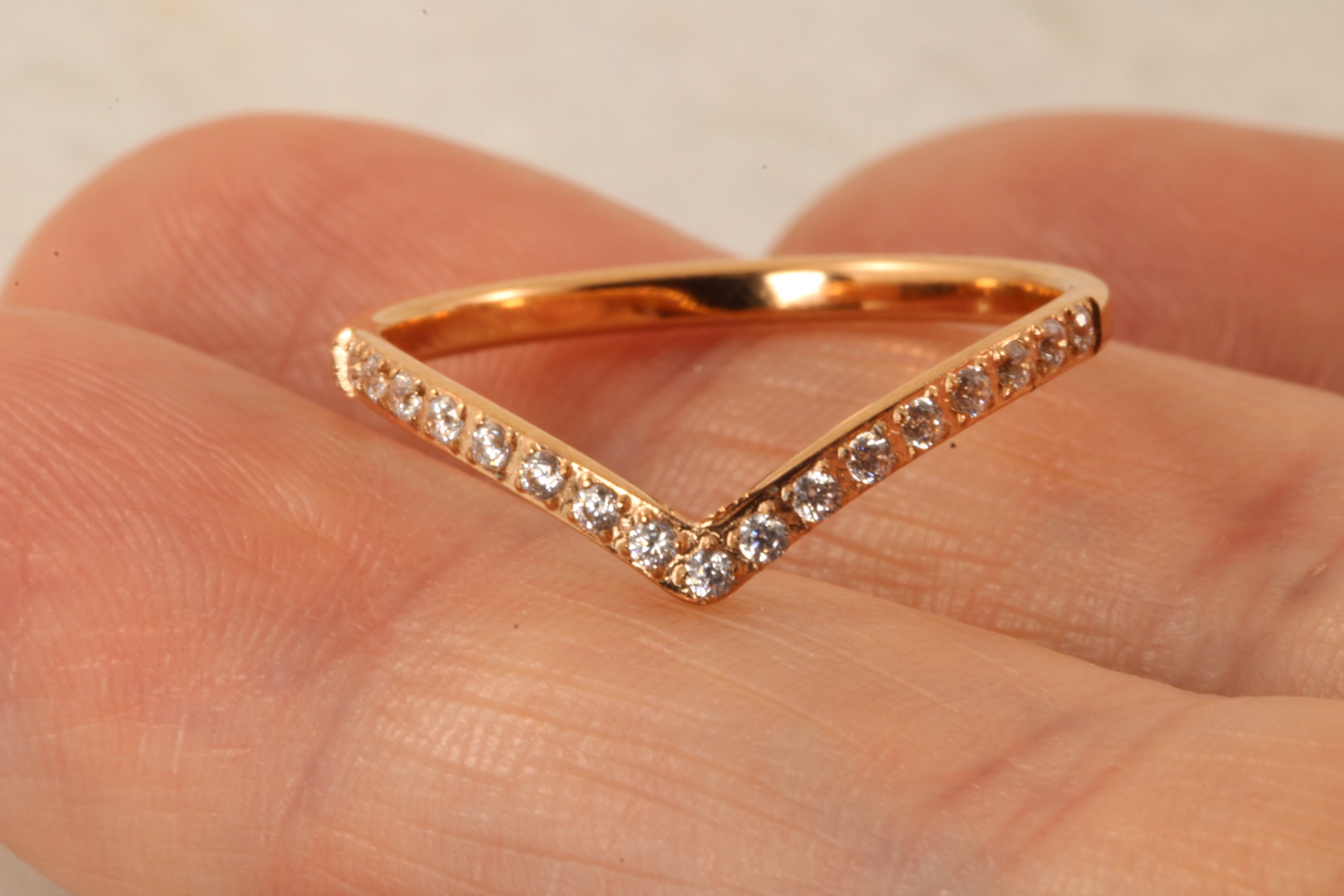 Chevron V Shaped Cubic Zirconia Diamond Ring Promise Ring - Etsy