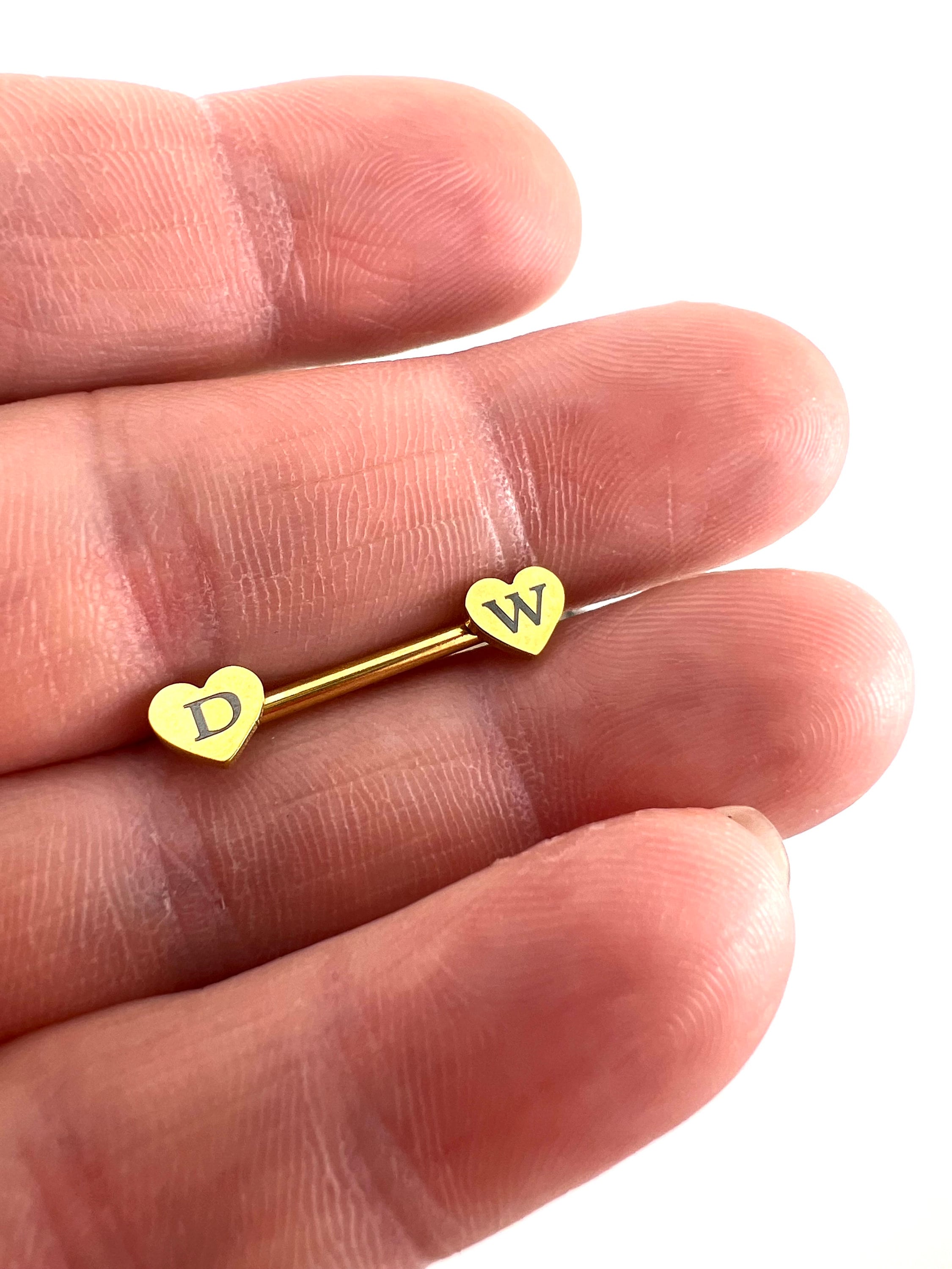 NEW custom Personalized Nipple Ring 14k Gold Nipple Piercing Initial Heart Piercing Stainless Steel Engraved Piercing Sexy Piercing Etsy