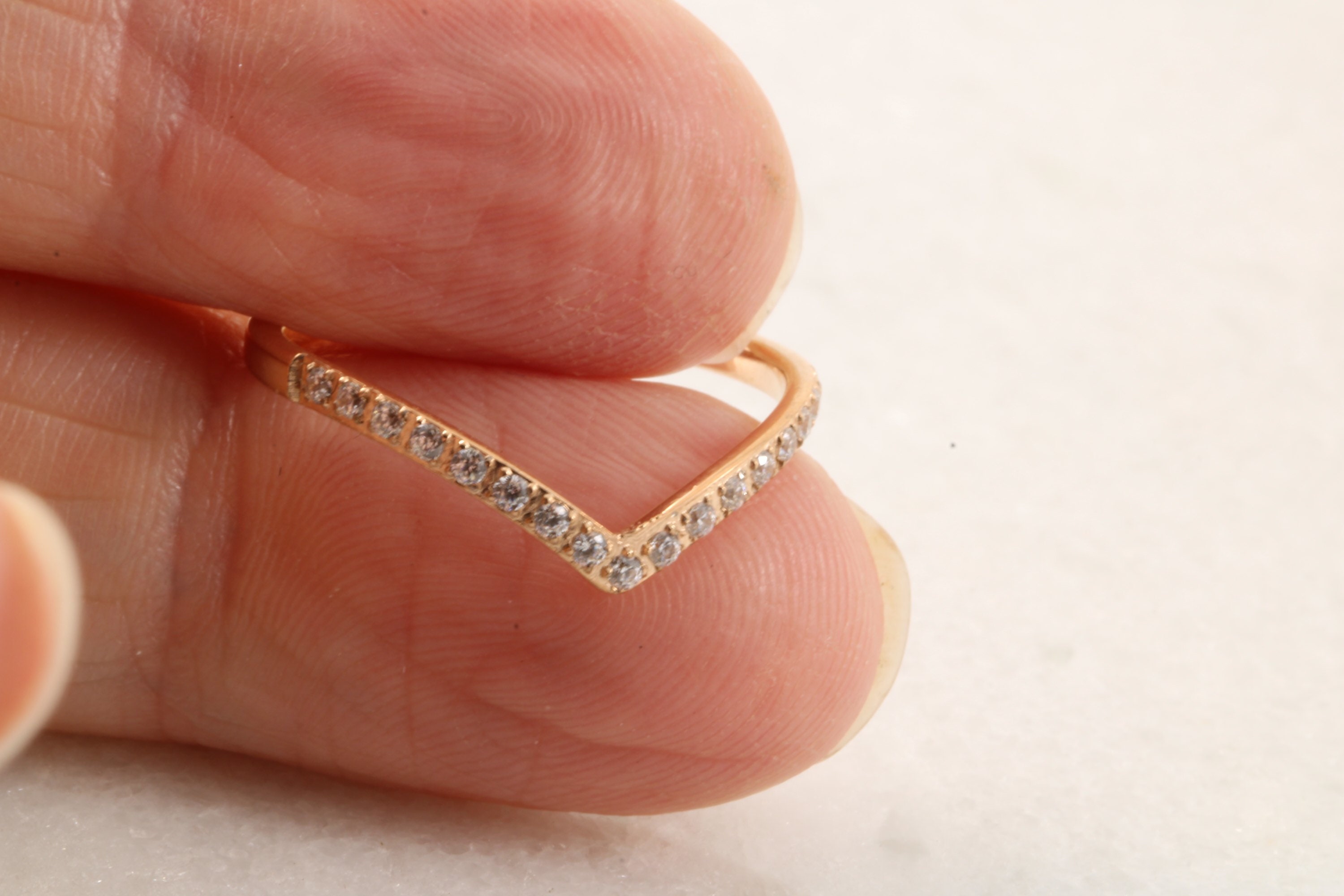 Chevron V Shaped Cubic Zirconia Diamond Ring Promise Ring - Etsy