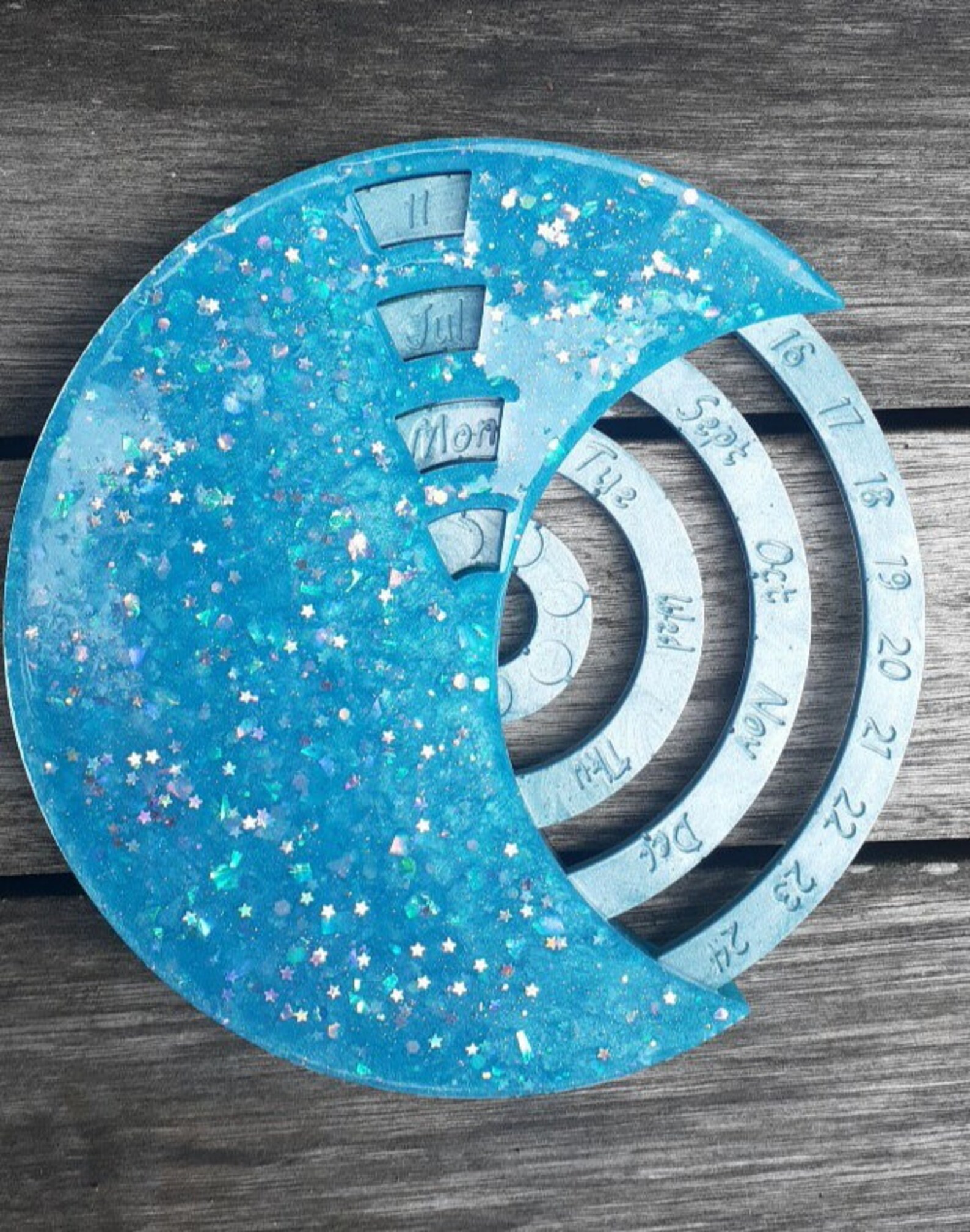 Resin Perpetual Calendar Wall Decor Crescent Moon W/ Moon - Etsy