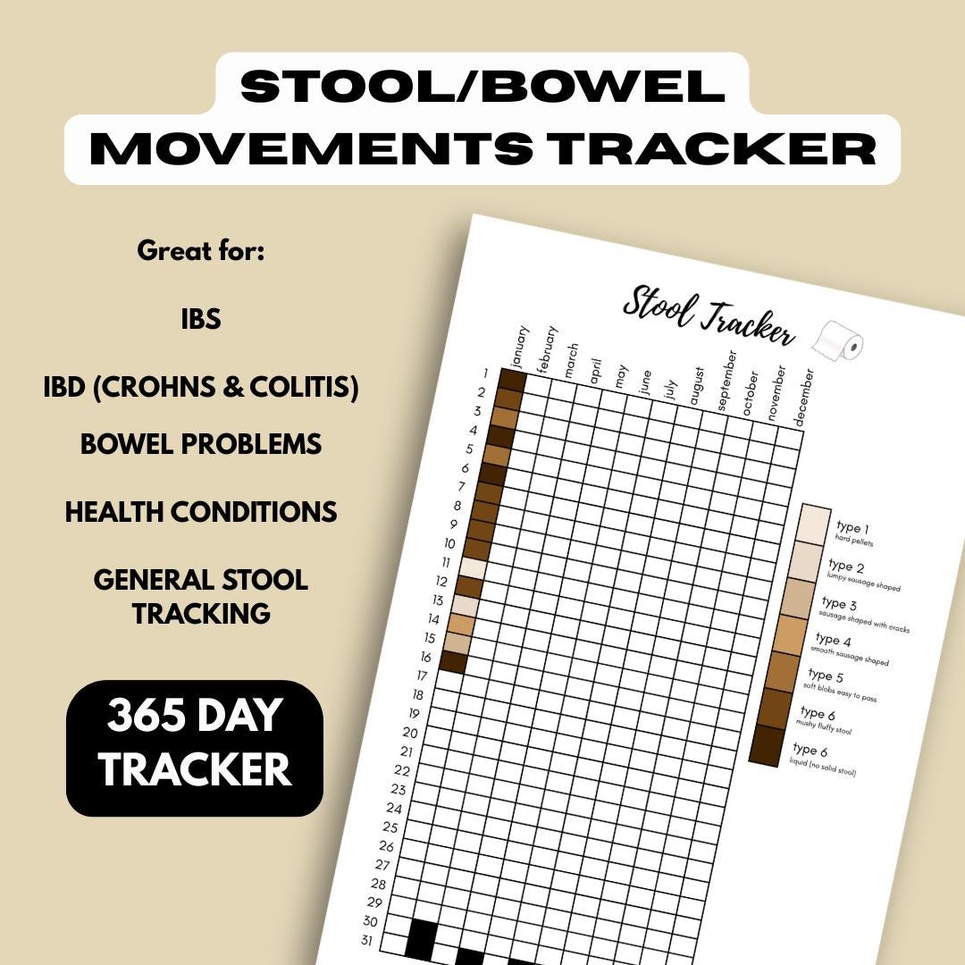 Stool Tracker Chart Bowel Movement Daily Health IBD IBS Crohns PDF ...