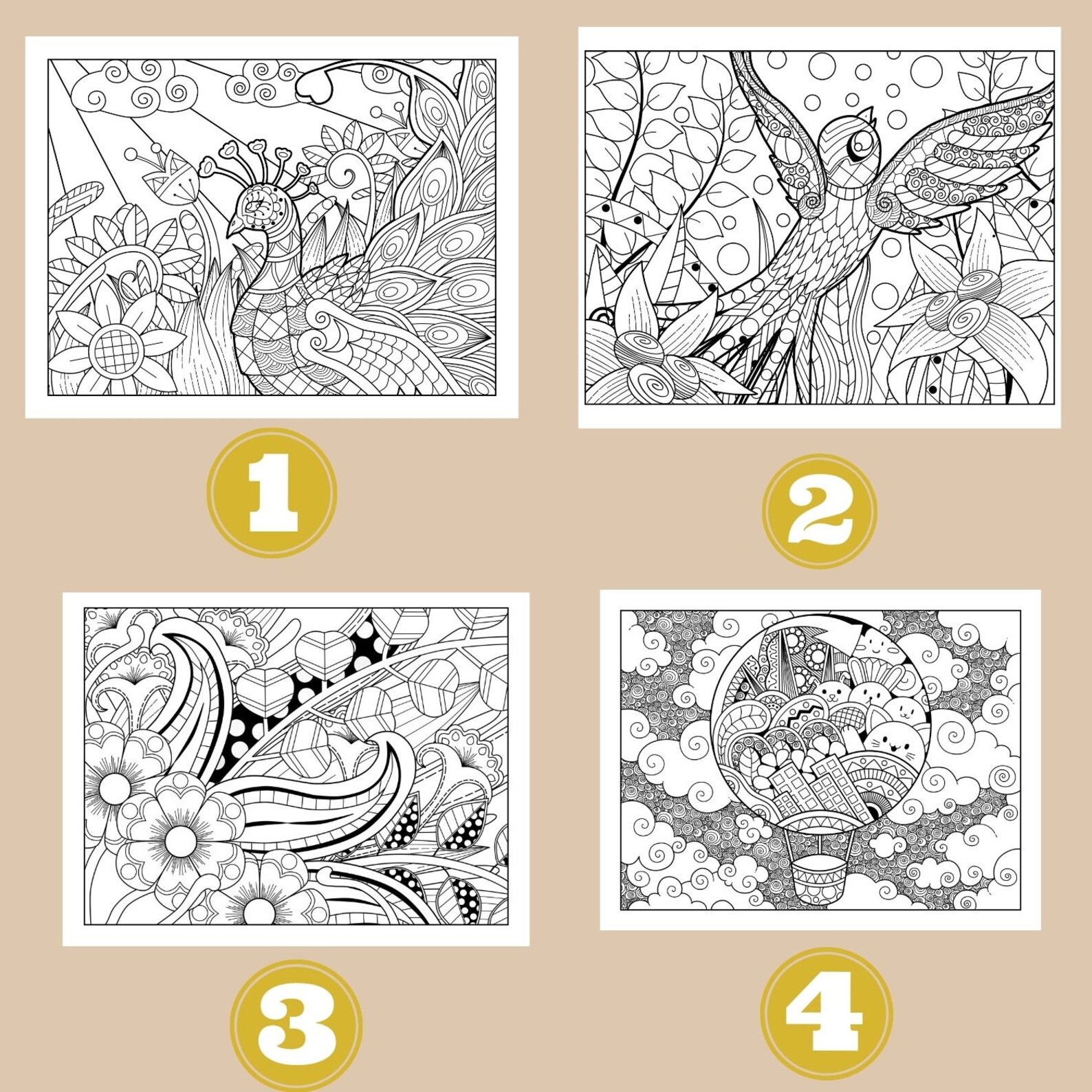 12 Printable Coloring Pages for All Ages Instant download | Etsy