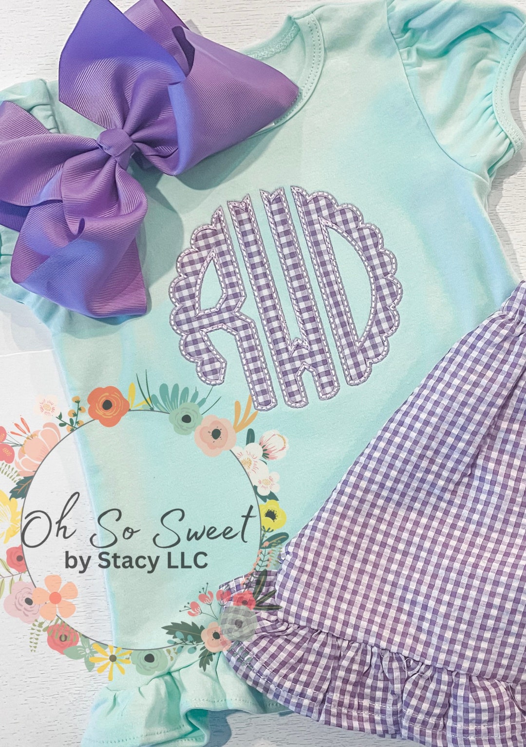 Girls Monogram Clothing Set, 5 Color Options - Etsy