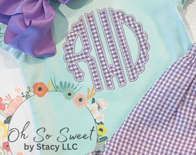 Girls Monogram Clothing Set, 5 Color Options - Etsy