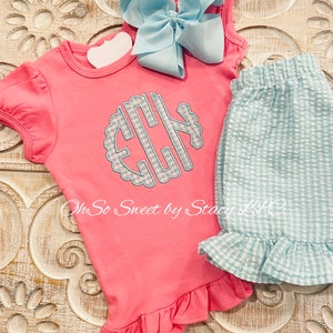 Girls Monogram Clothing Set, 5 Color Options - Etsy
