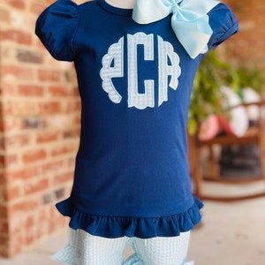 Girls Monogram Clothing Set, 5 Color Options - Etsy