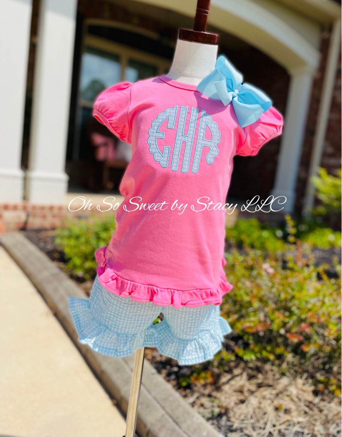 Girls Monogram Clothing Set, 5 Color Options - Etsy