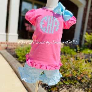 Girls Monogram Clothing Set, 5 Color Options - Etsy