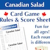 Printable Canadian Salad Card Game Rules and Score Sheet, Fruit Salad ...