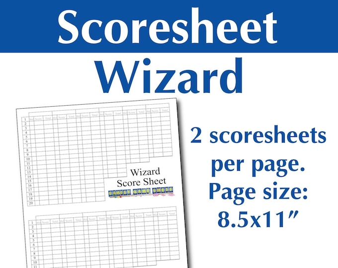 Printable Wizard Card Game Scoresheet - Etsy
