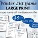 Large Print Printable Winter List Word Game, Winter Outburst Game ...