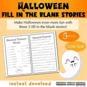 Printable Halloween Fill in the Blank Stories, Halloween Stories for ...