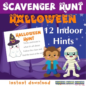 Printable Indoor Halloween Scavenger Hunt, Halloween Party Game ...
