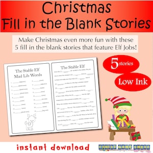 Printable Christmas Fill in the Blank Stories for Kids, Christmas Party ...