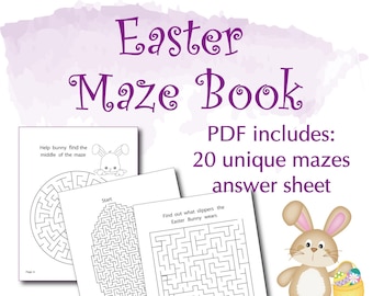 Easter Maze Coloring Pages Printable Mazes for Kids 10 - Etsy