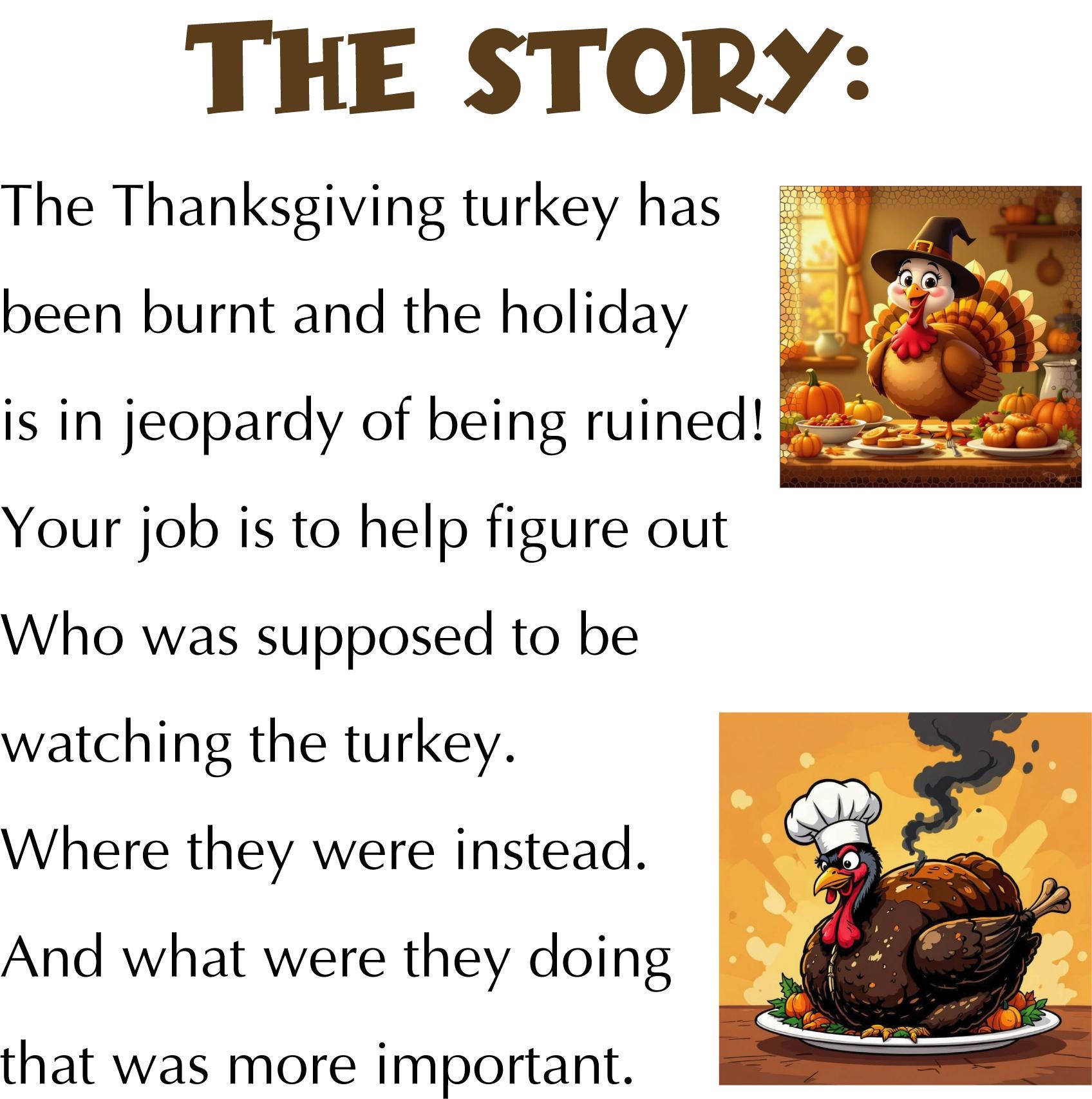 Thanksgiving Mystery Game Who Burnt the Turkey, Friendsgiving, Party ...