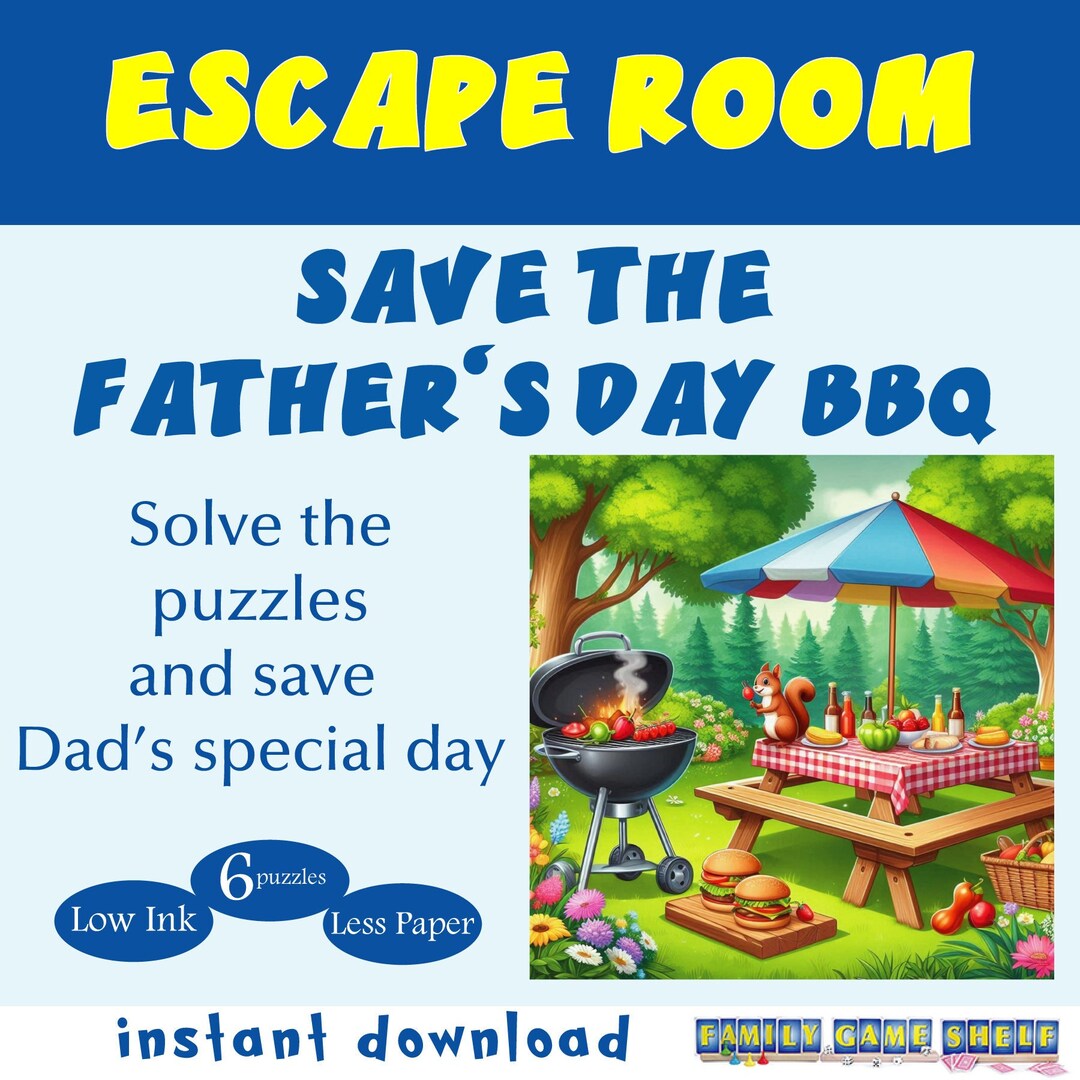 Escape Room for Kids Party, Save the Father's Day BBQ, Escape Room Kit ...